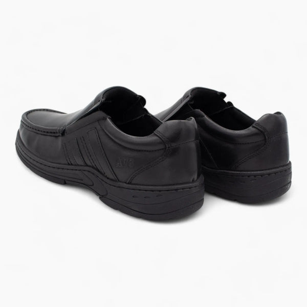 AV8 Mens Kalvin Black Slip-On Leather Shoes - Leavys Shoes